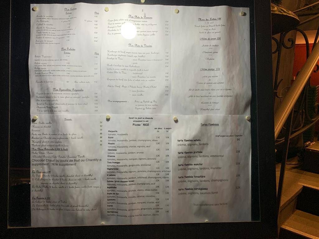 Menu au Hôtel Restaurant Kuentz-Bix, Wittersdorf