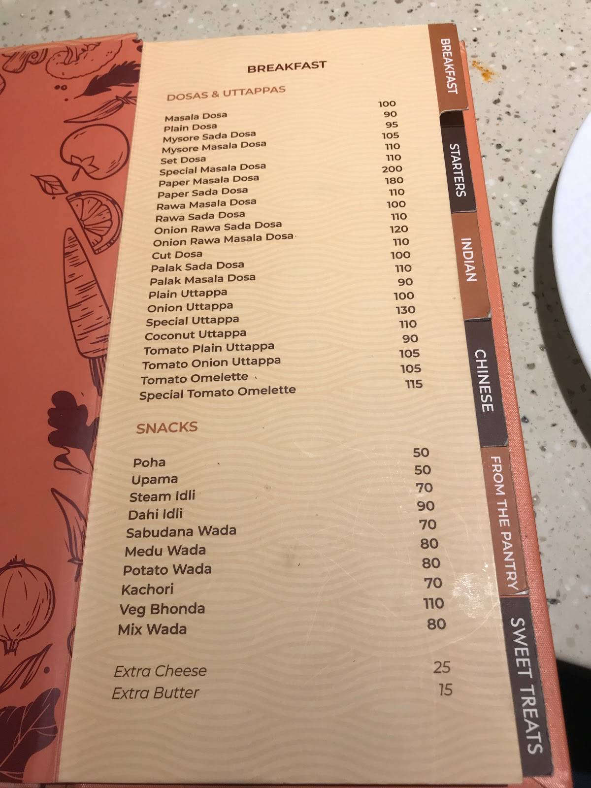 Menu at Hotel Samudra, Pune, Karve Road