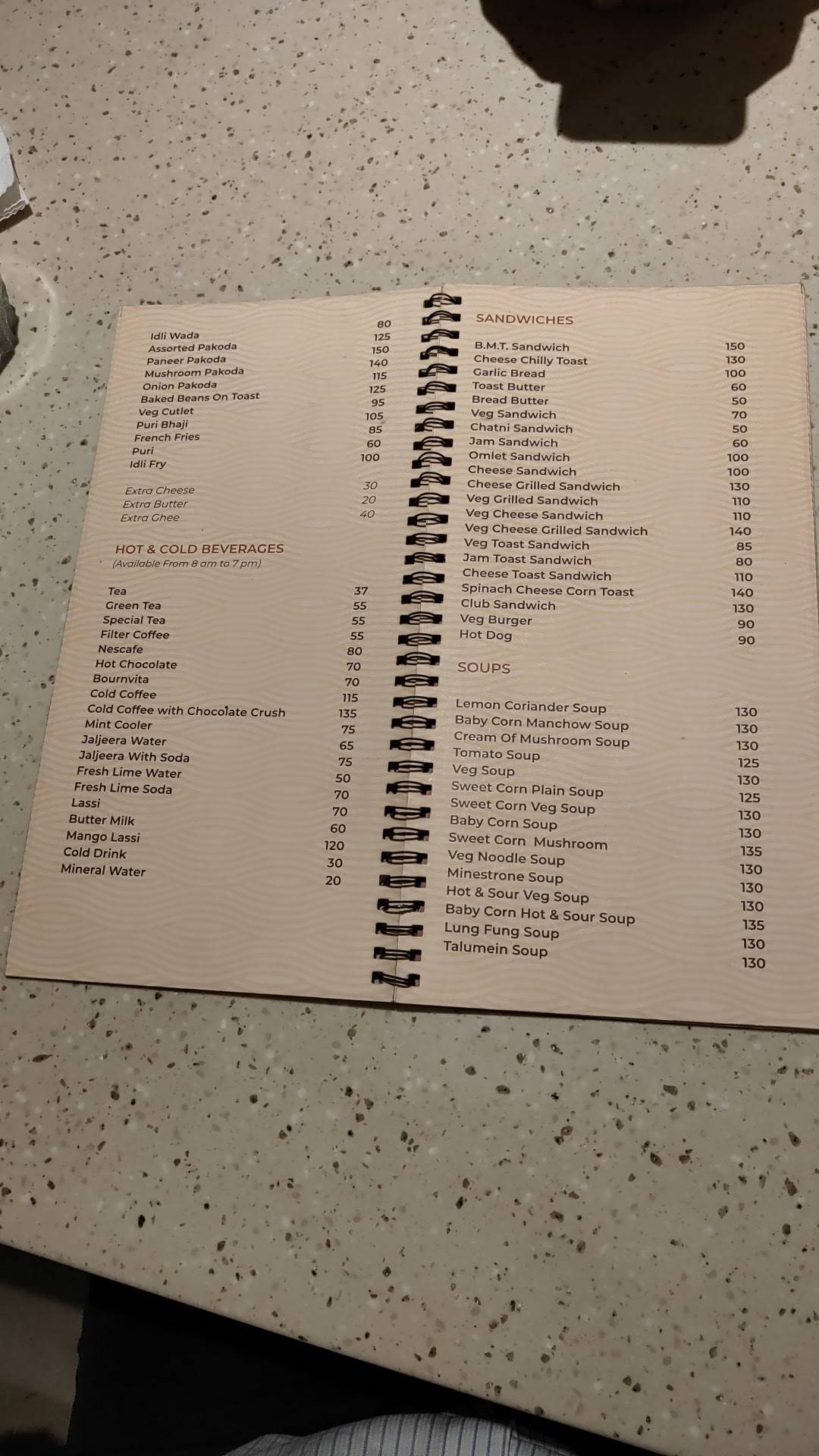Menu at Hotel Samudra, Pune, Karve Road