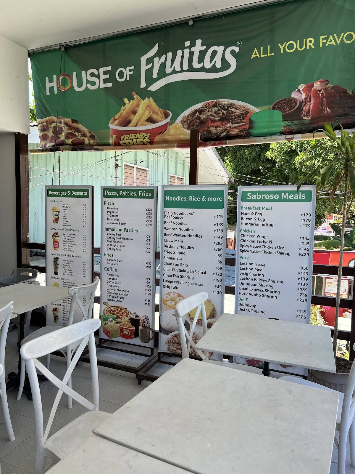 Menu at House of Fruitas restaurant, Cebu City