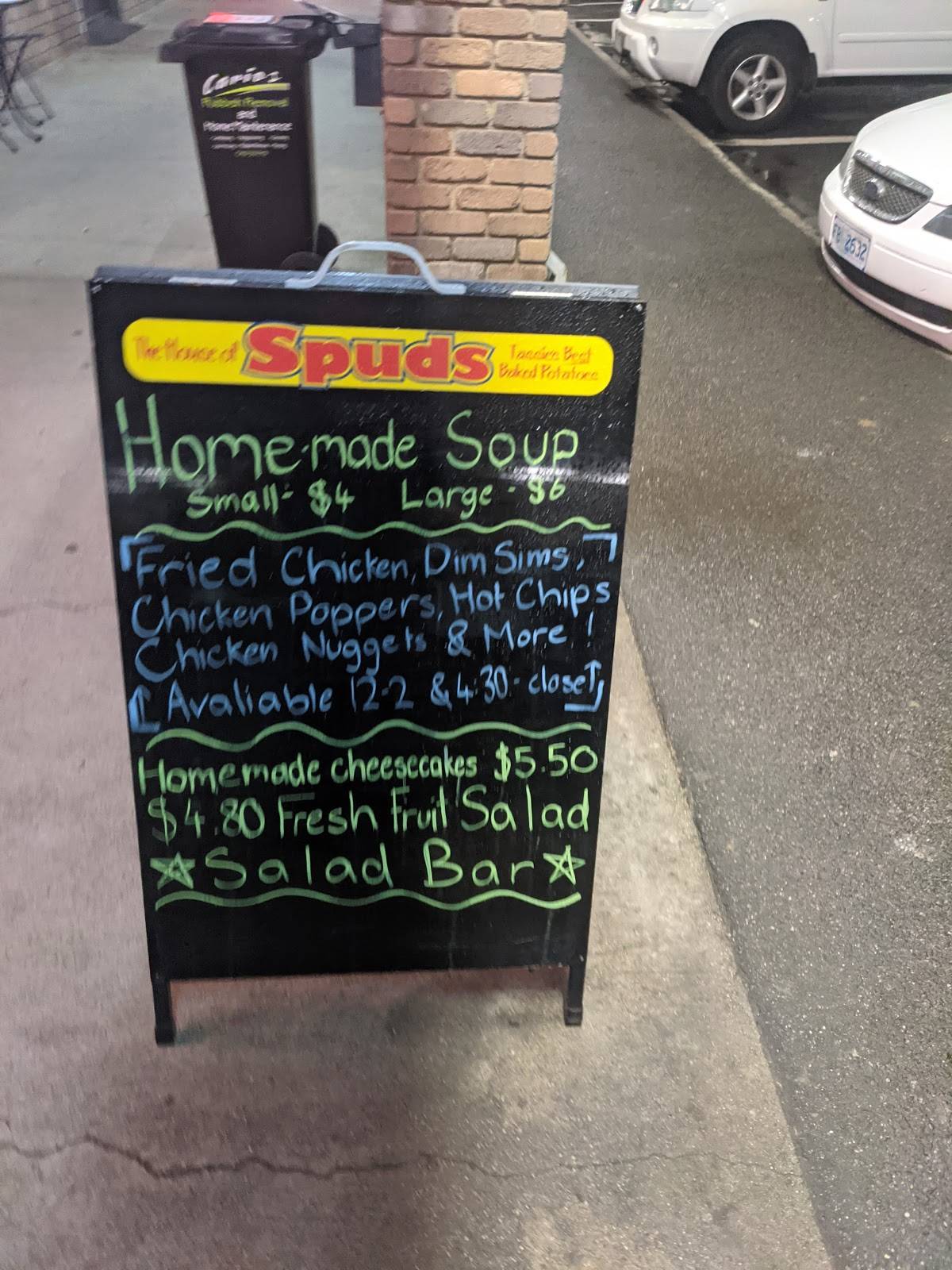 Menu at House of Spuds fast food, Prospect, 4/217 Westbury Rd