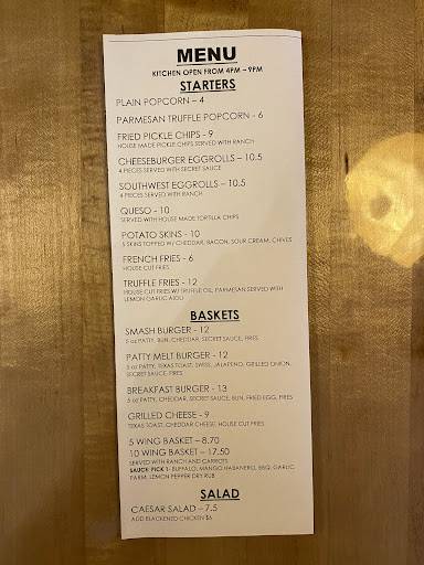 Menu at Tipsy Tavern pub & bar, Houston