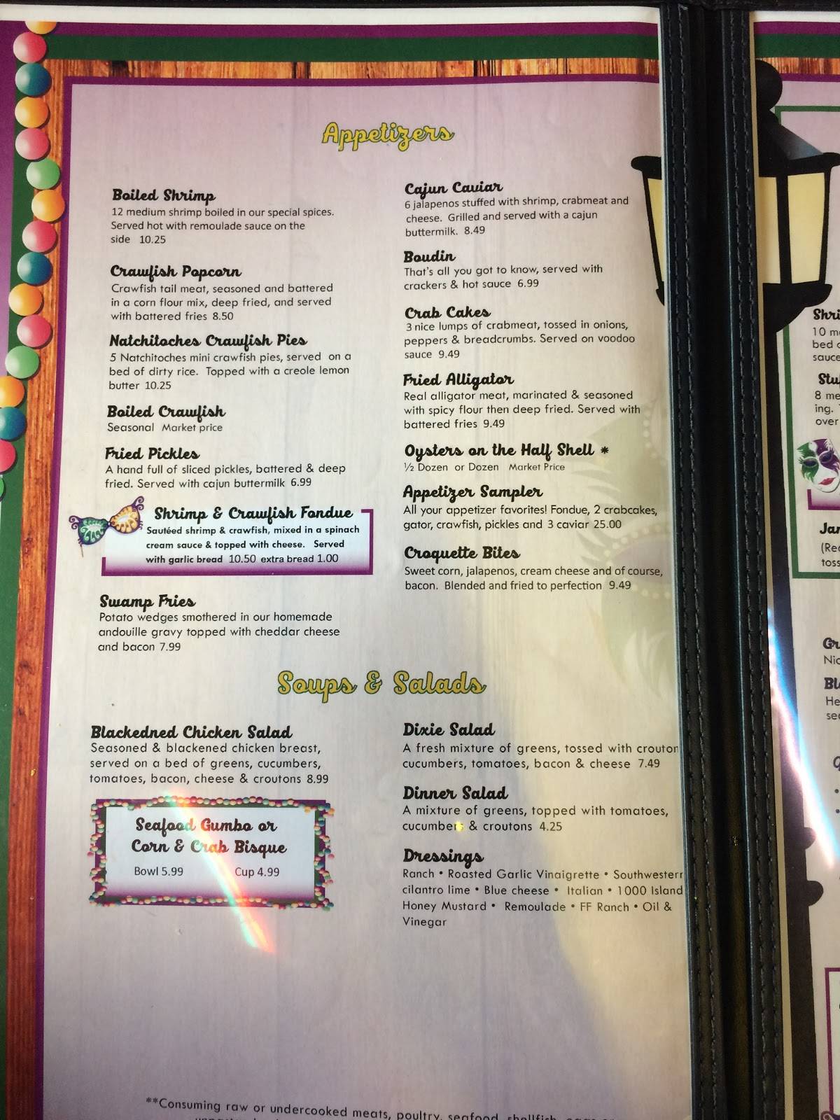 Menu at Boo-Ray's of New Orleans restaurant, Hudson Oaks, 201 Hudson ...