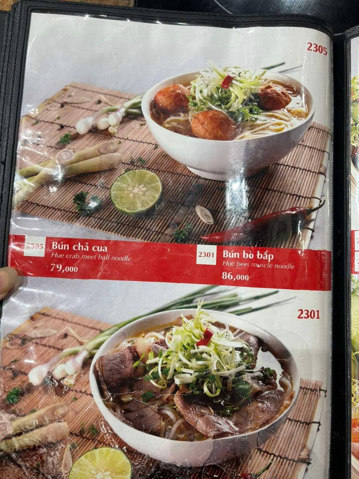 Menu at Hue Delights Vincom Đồng Khởi restaurant, Ho Chi Minh City