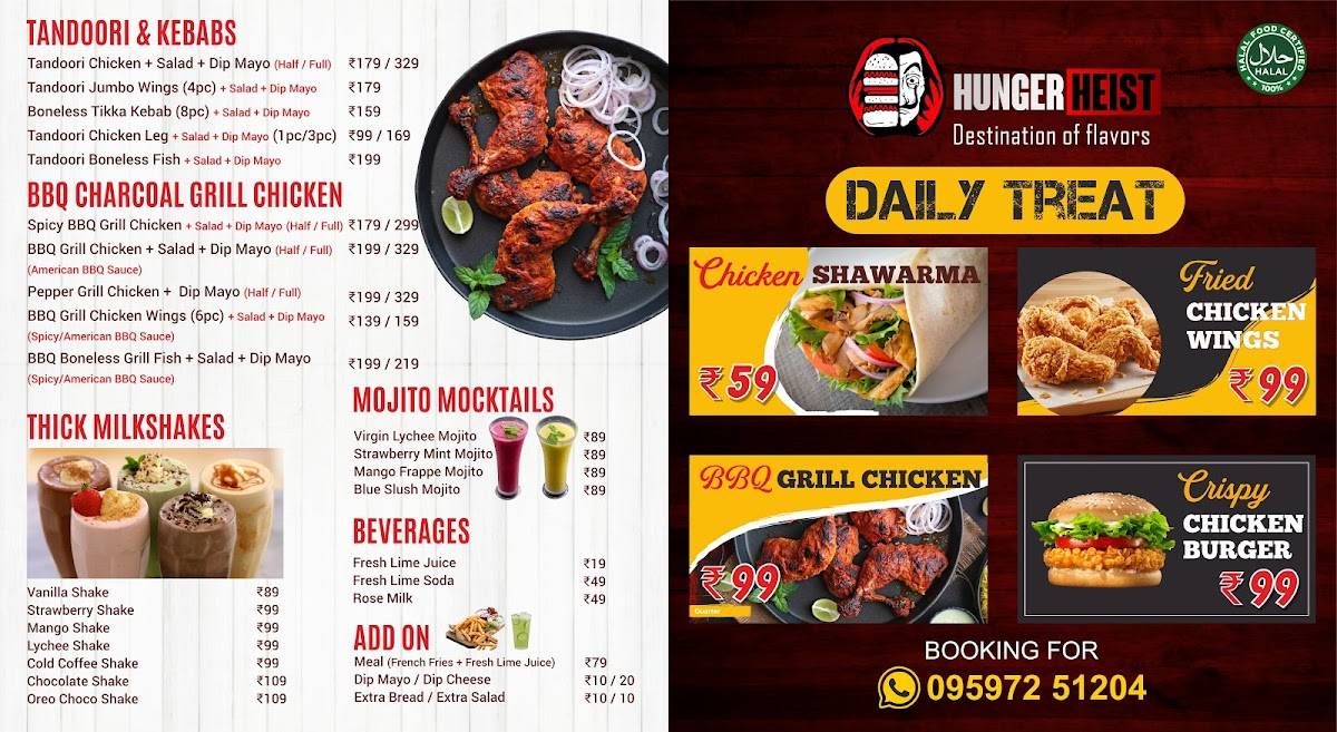 Menu at Hunger Heist, Madurai