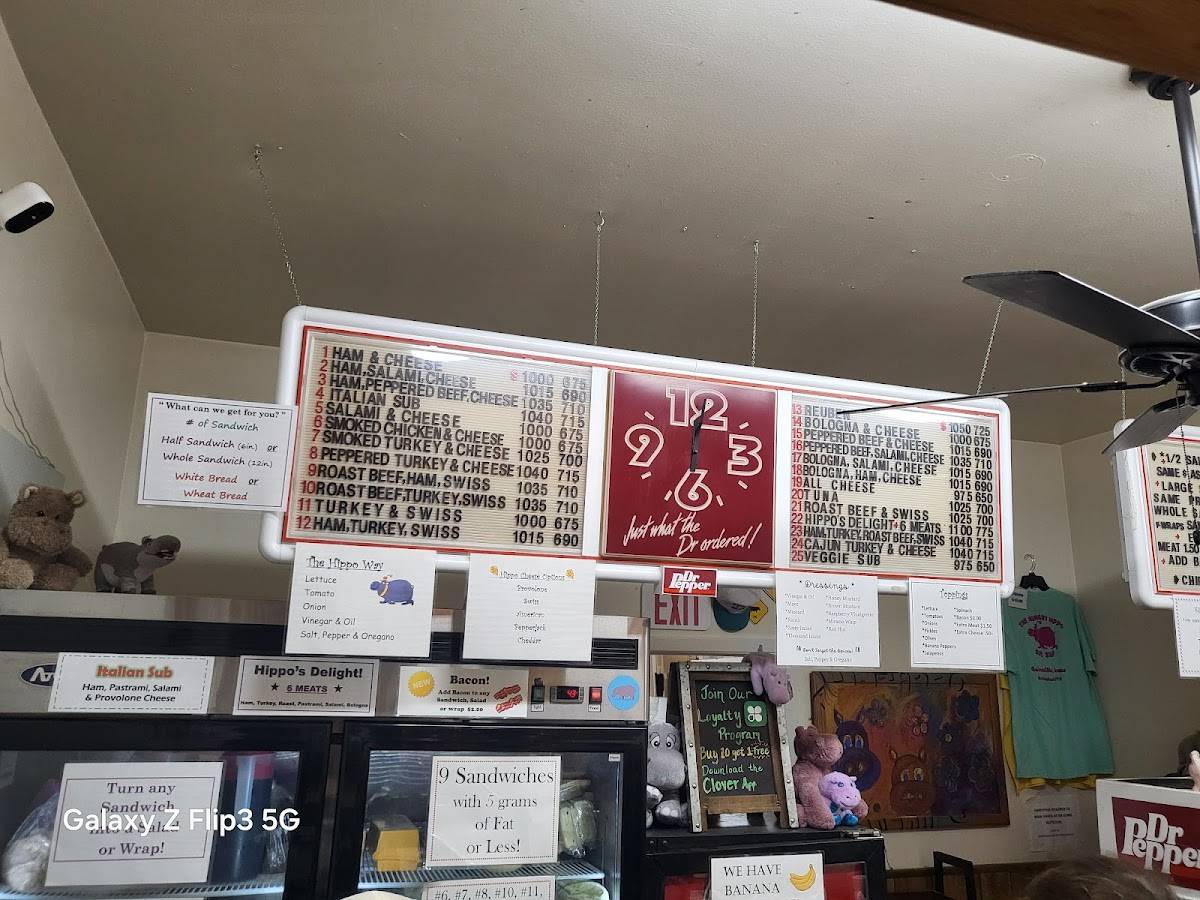 Menu at Hungry Hippo Sub Shop, Gainesville