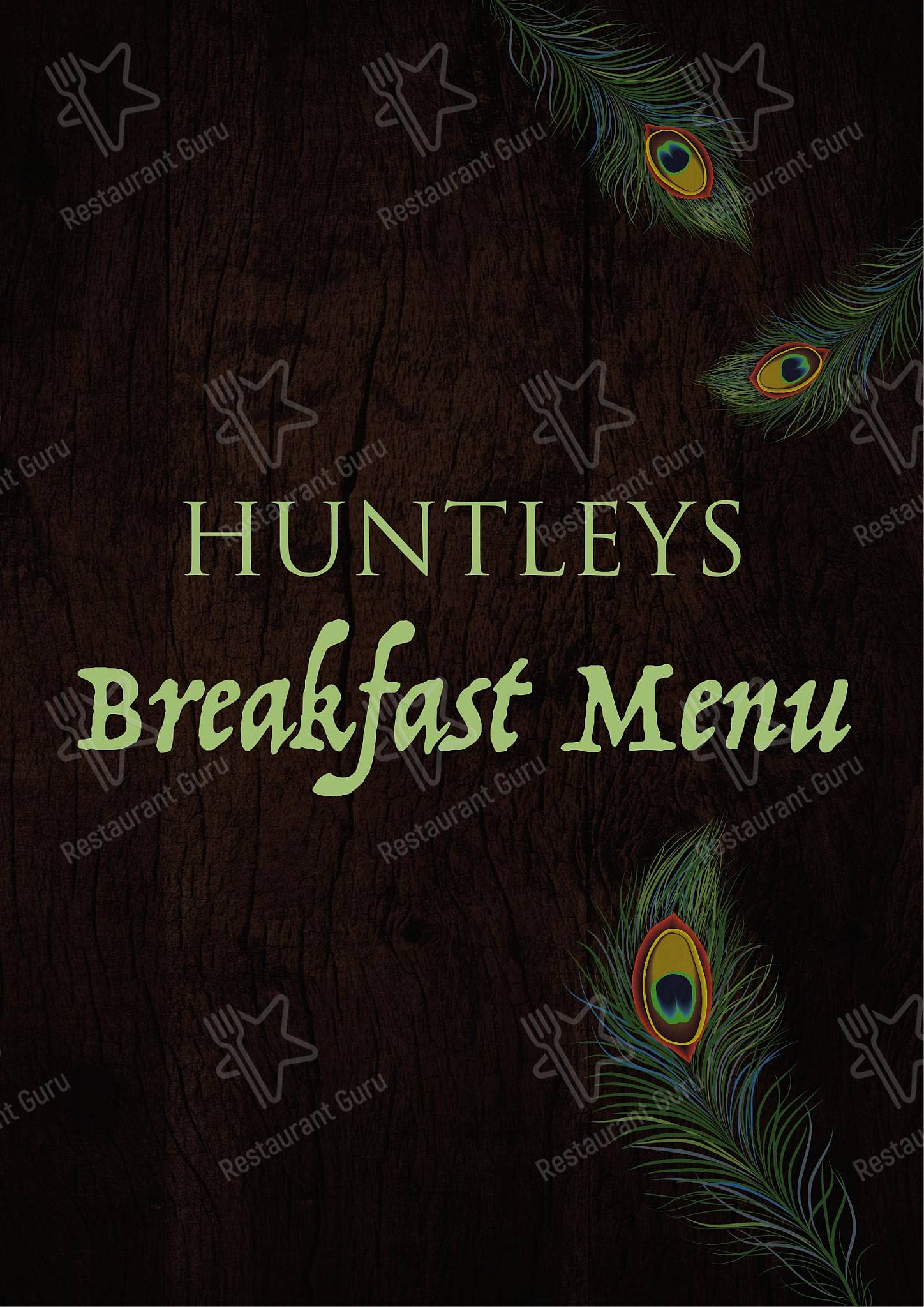 Menu at The Courtyard at Huntleys restaurant, Preston