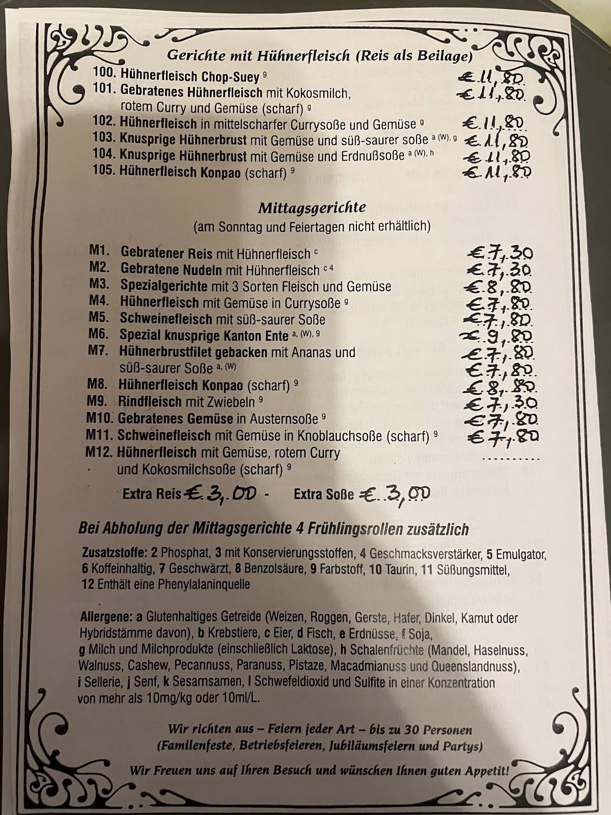 Speisekarte von Huong Que restaurant, Rottendorf