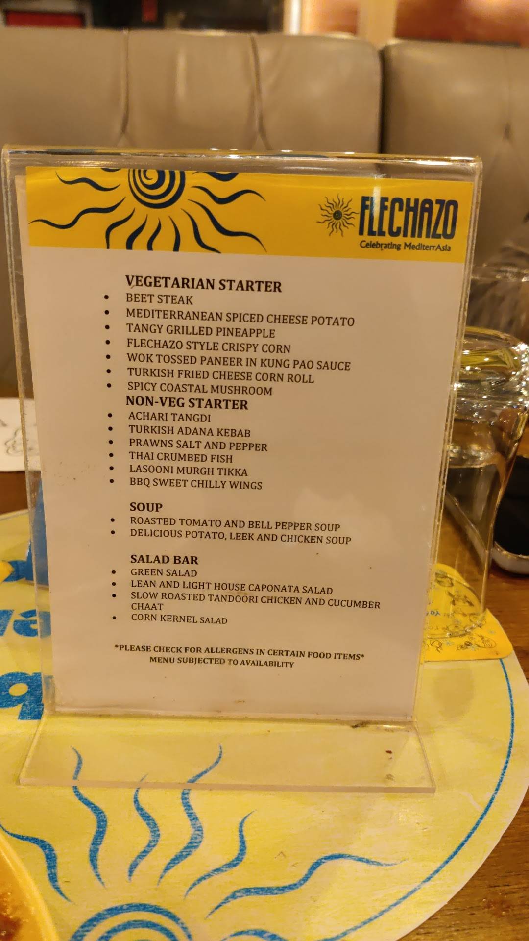 Menu at Flechazo Gachibowli, Hyderabad, Gachibowli Flyover