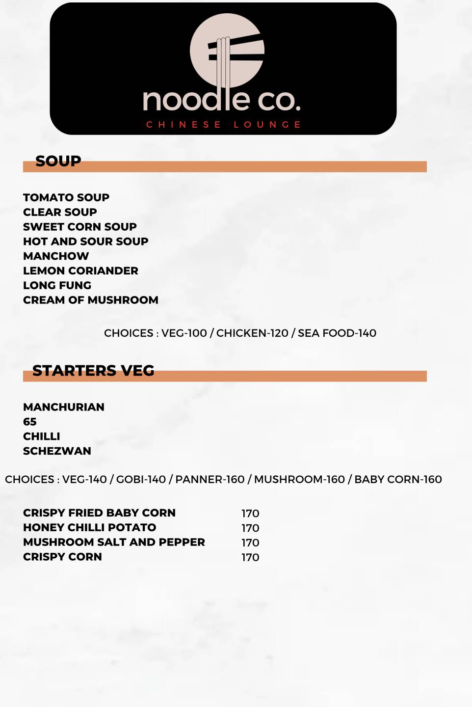 Menu at noodle co., Hyderabad