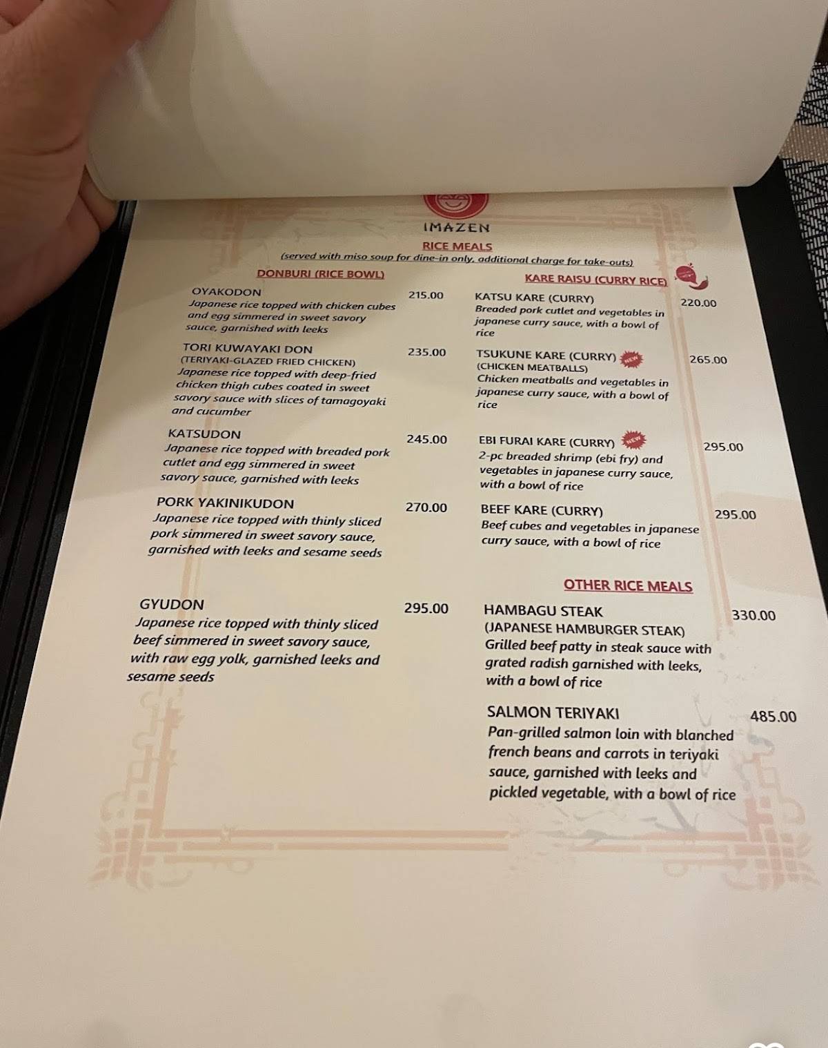 Menu at IMAZEN restaurant, San Ildefonso