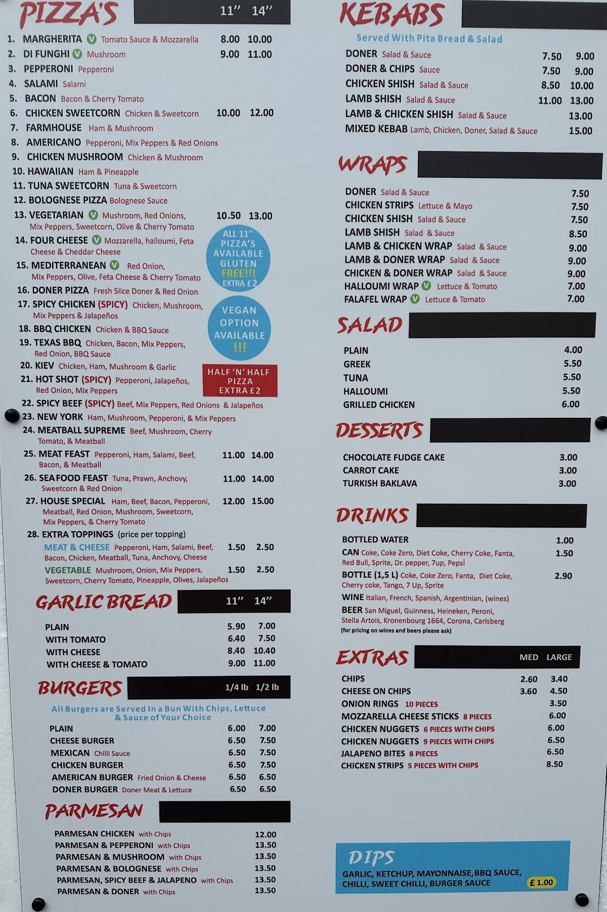 Menu at INGLETON PIZZA restaurant, Ingleton