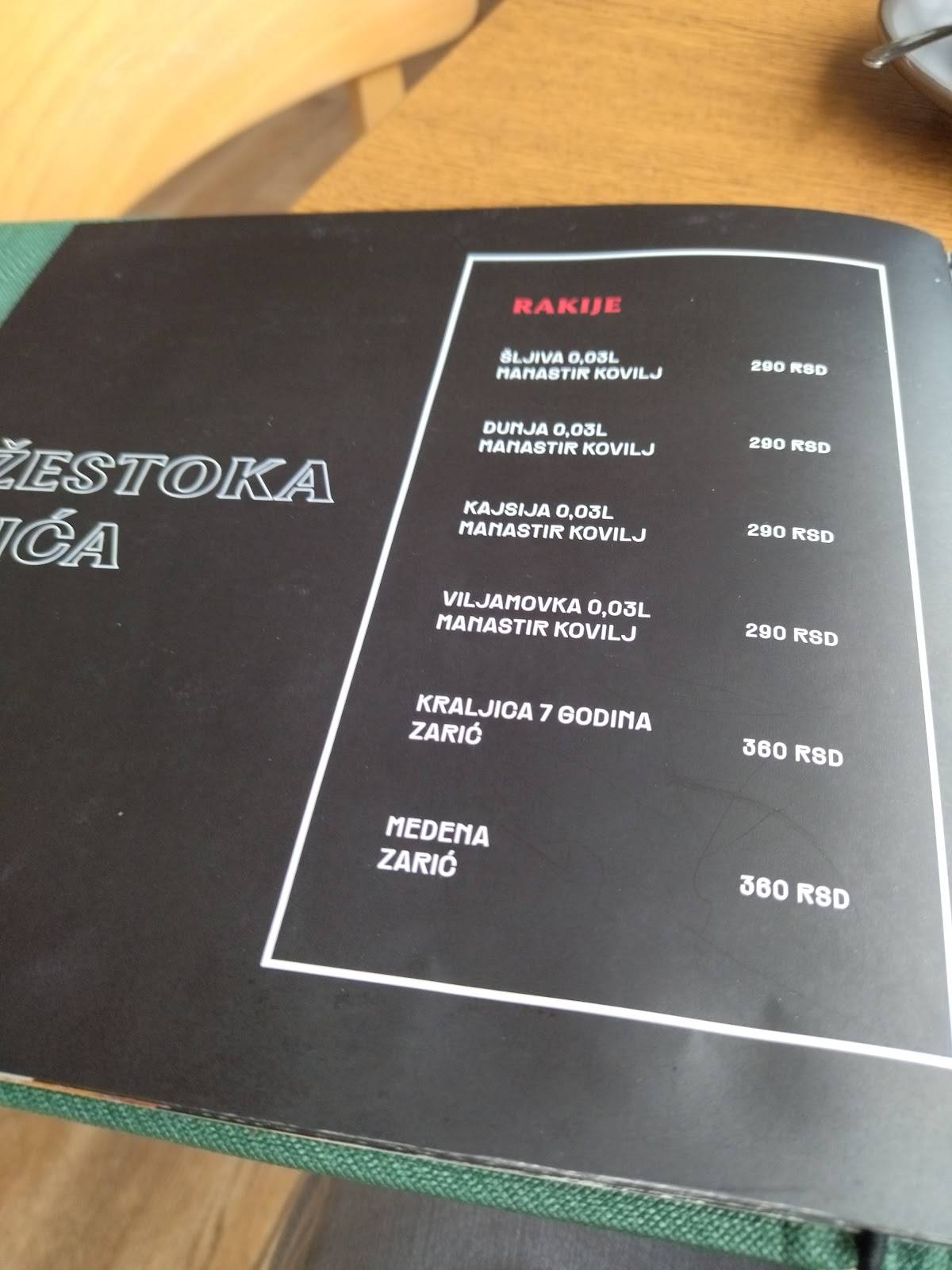 Menu at IZLOG restaurant & bar, Belgrade, Dvadeset sedmog marta 40
