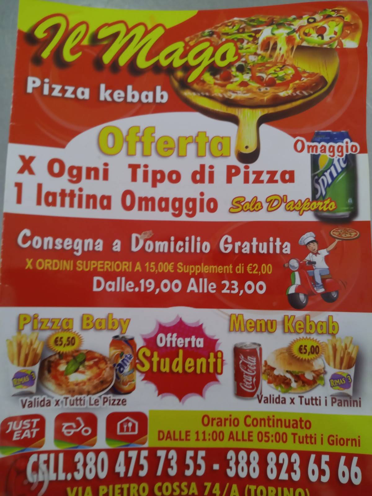 Menu da Il Mago pizzeria, Torino, Via Giovanni Francesco Napione