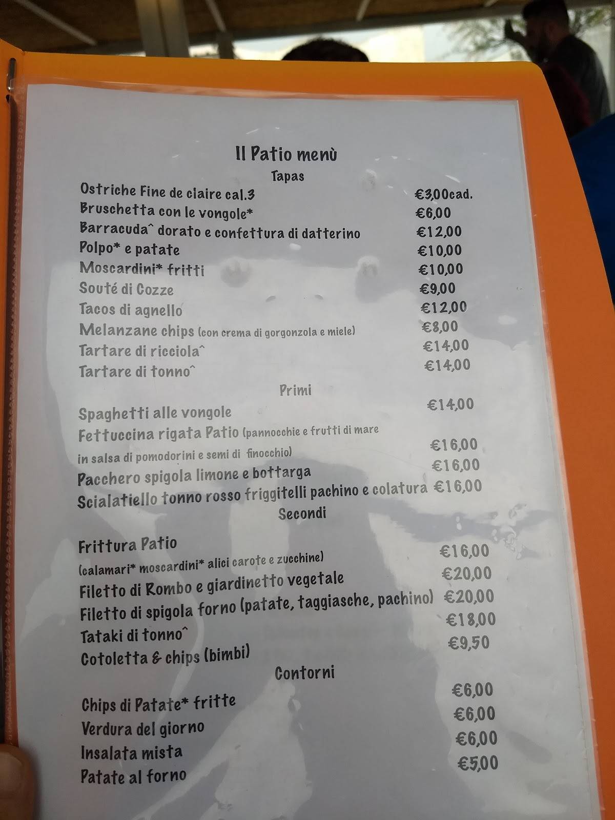 Speisekarte von Il Patio restaurant, Fregenae, Lungomare di Levante