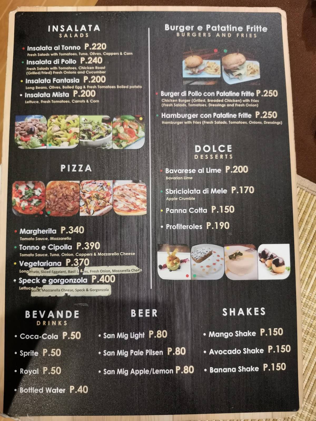 Menu at Il Toscano Italian Restaurant, Panglao