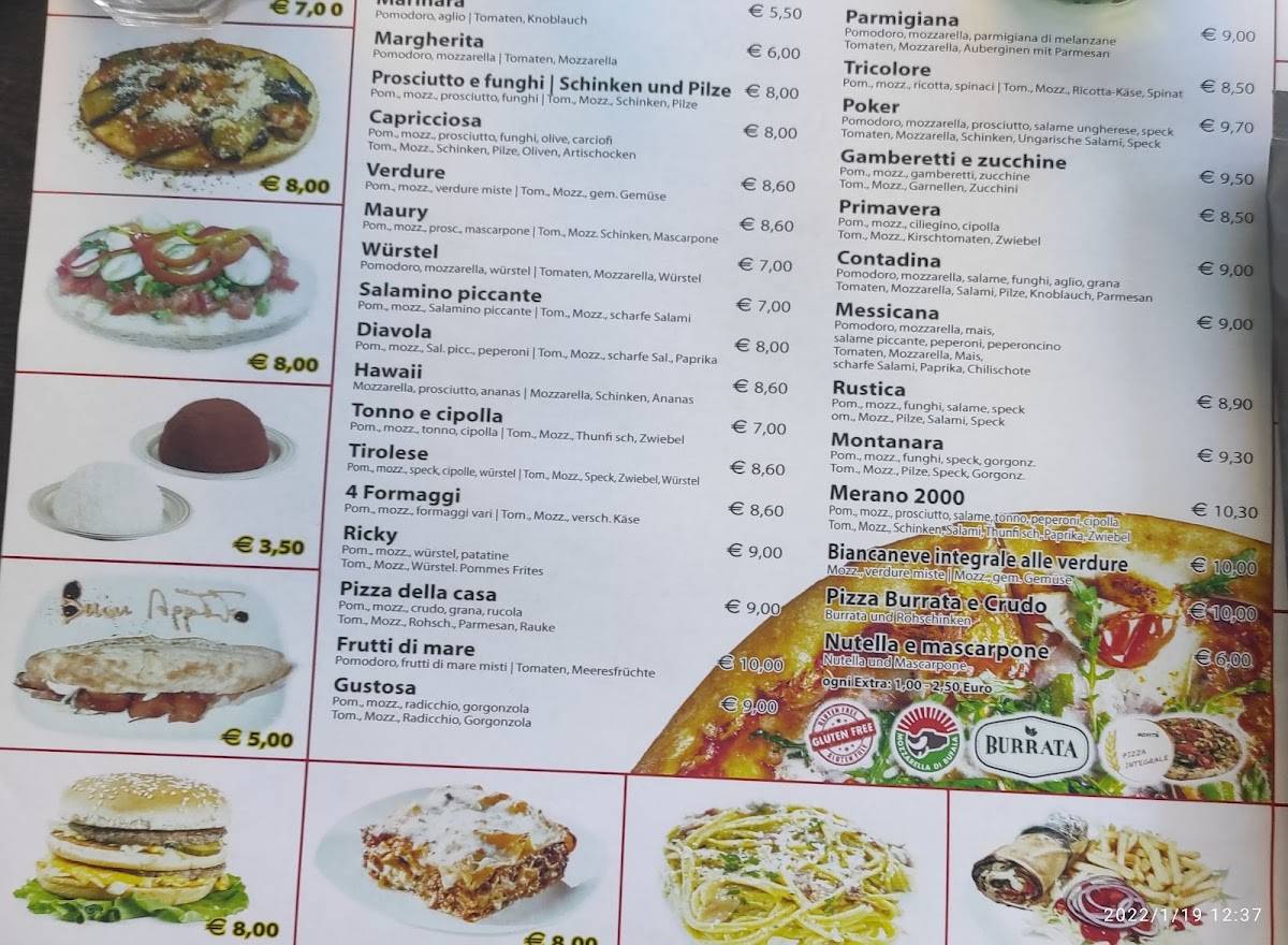 Menu da Il Capriccio ristorante, Merano