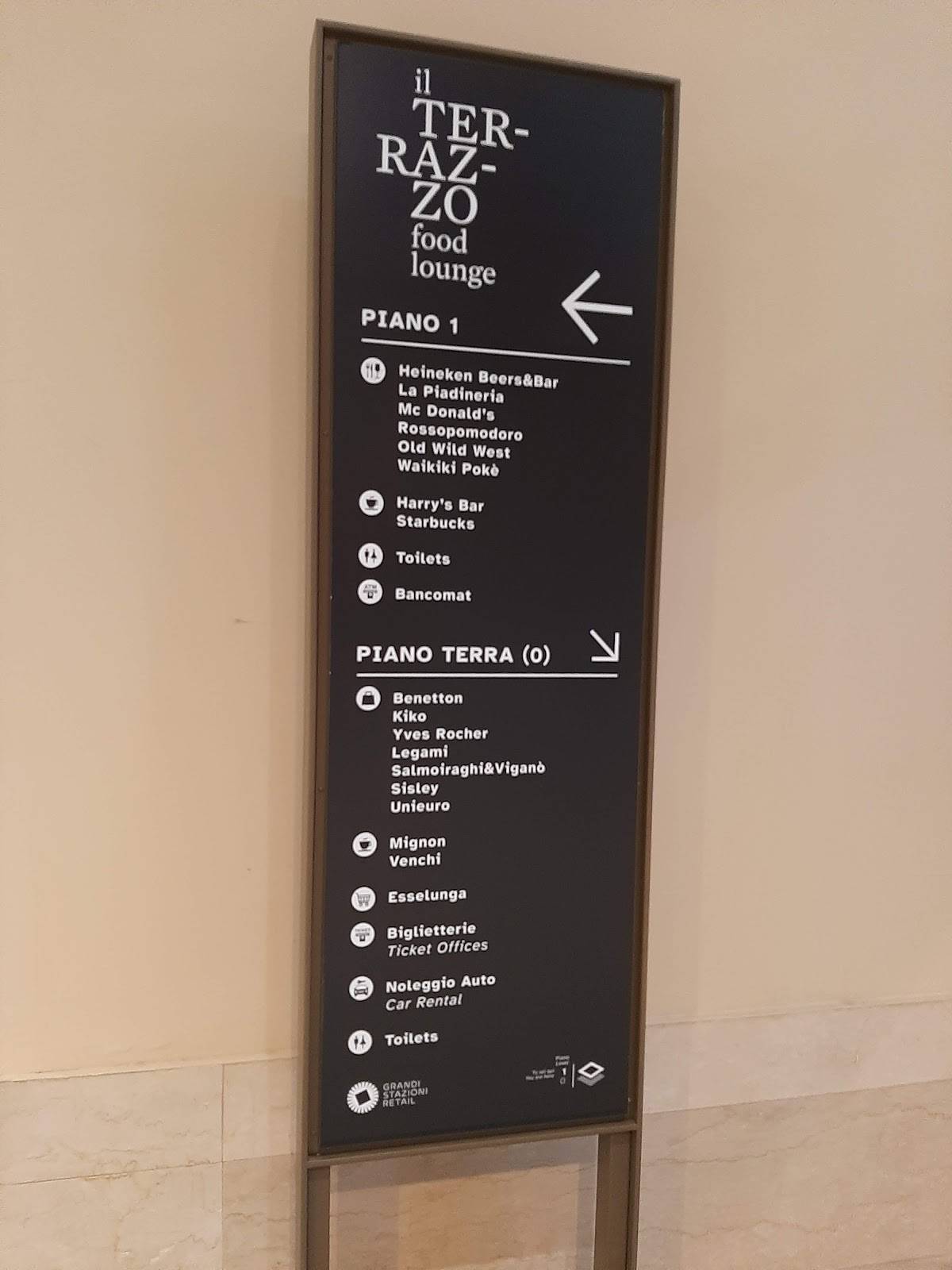 Menu da Il terrazzo, Torino