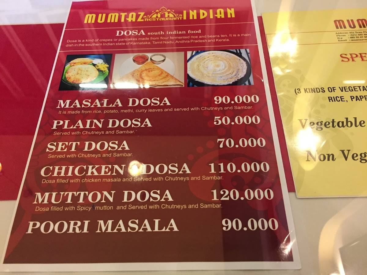 Menu at Mumtaz Indian Aroma Restaurant(former Mumtaz Indian), Da Nang ...