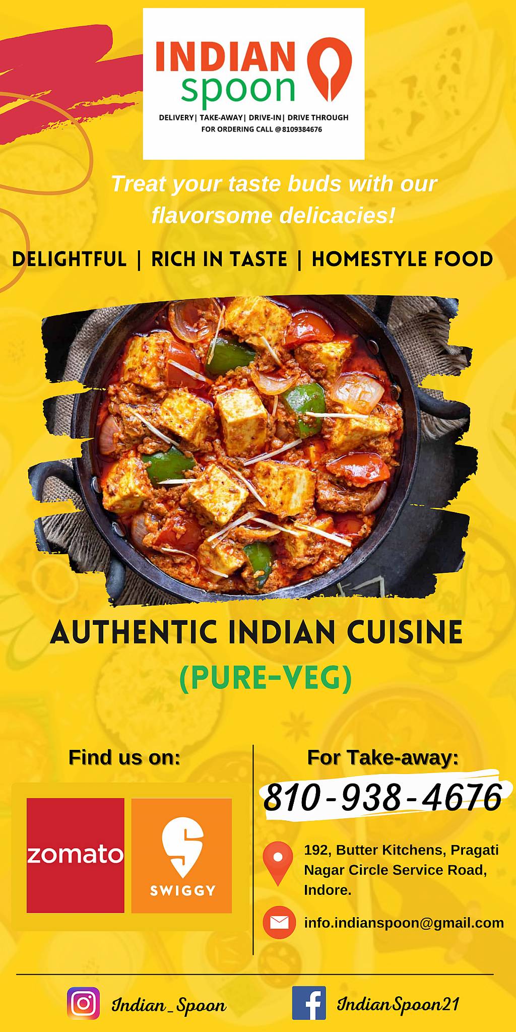 Menu at Indian Spoon, Indore