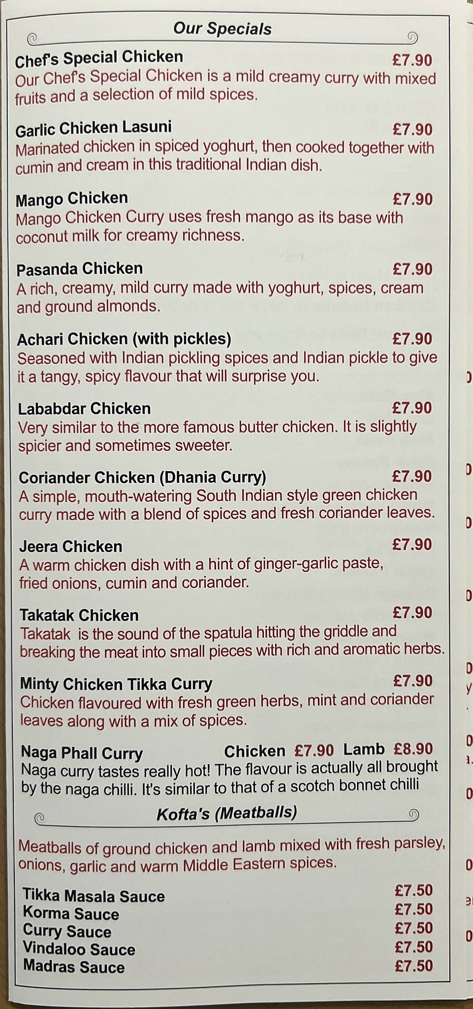 Menu at Indian delight Mablethorpe restaurant, Mablethorpe