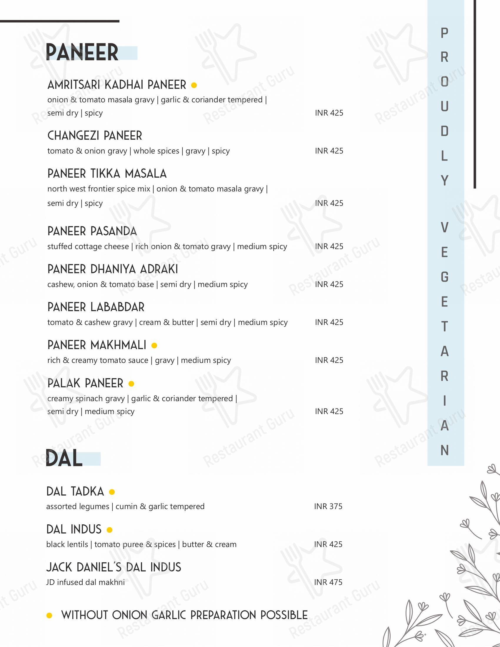 Menu at Indus Flavour, New Delhi
