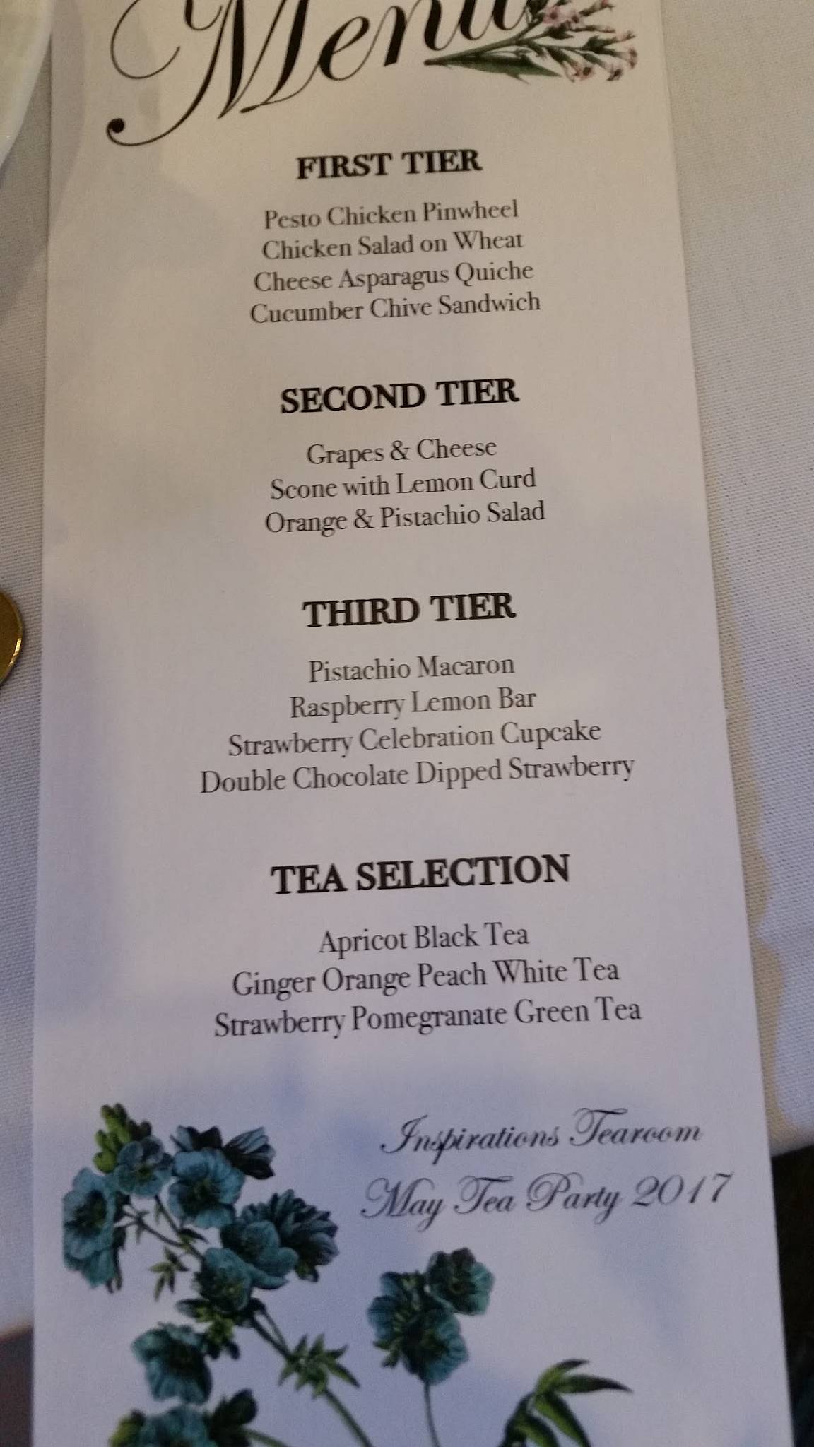 Menu at Inspirations Tea Room, Eatery, & Events restaurant, Edmond
