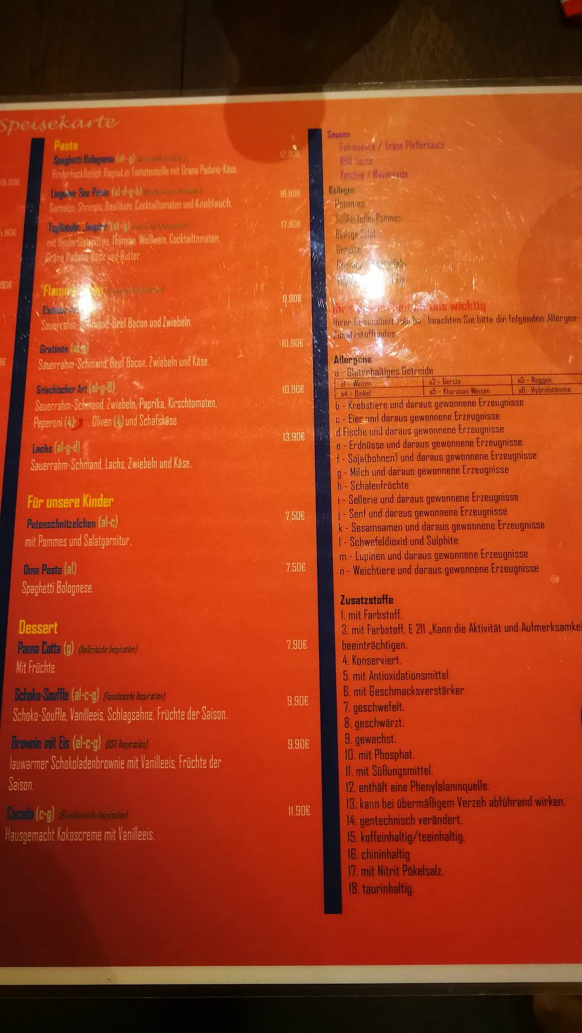 Speisekarte von Inspire Restaurant Und Biergarten, Mannheim