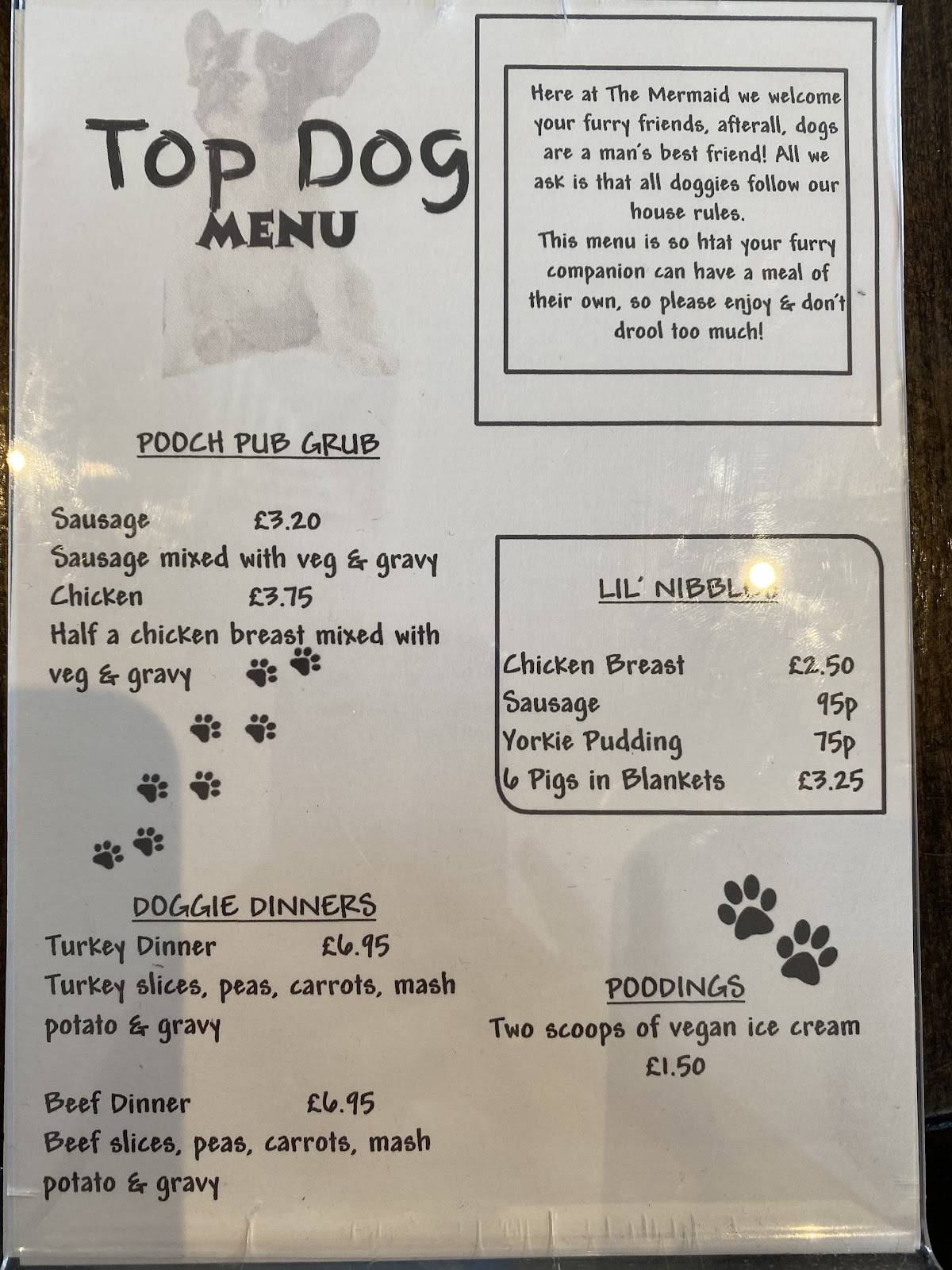 Menu at Mermaid pub & bar, Ipswich