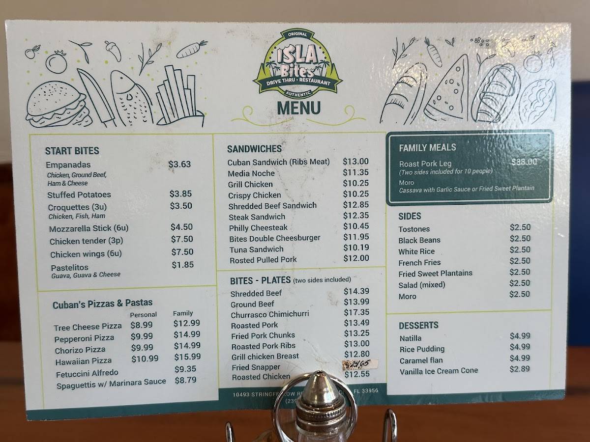 Menu at Isla Bites Restaurant, Saint James City