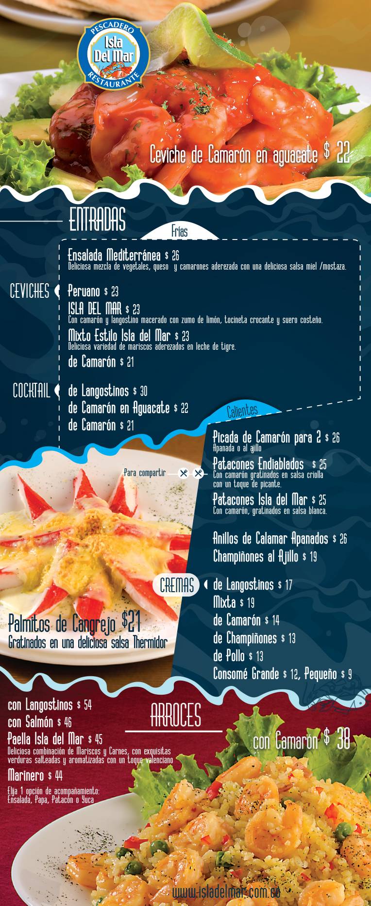 Carta del restaurante Isla del Mar San Andresito, Bogotá, Cl. 8a #36 76
