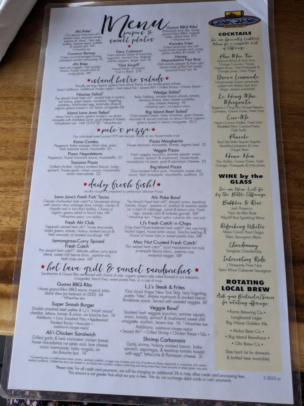 Menu at Island Lava Java pub & bar, Kailua-Kona, 75-5801 Ali‘i Dr ...