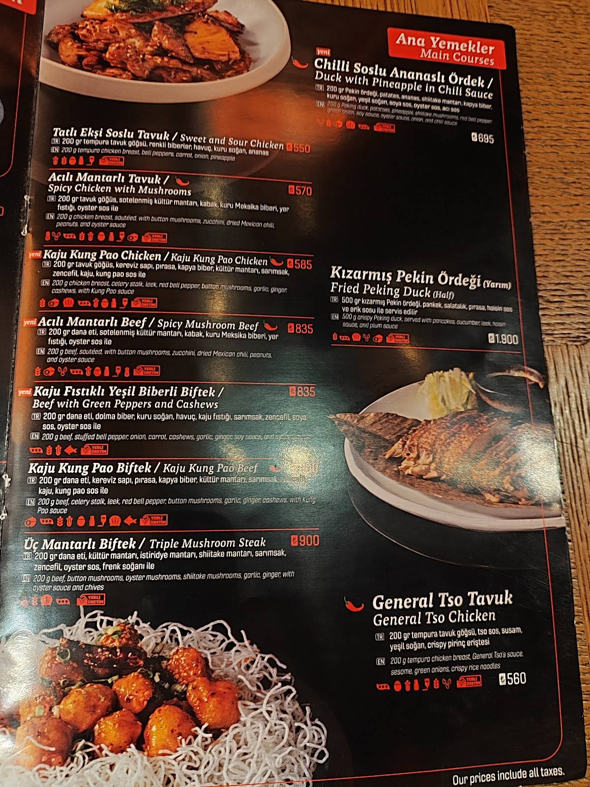 Menu at Little Buddha restaurant, Istanbul