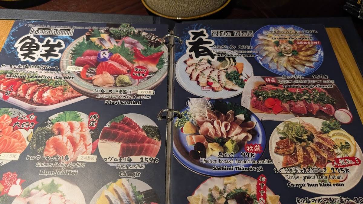 Menu at Izakaya Matsuki Linh Lang restaurant, Hanoi