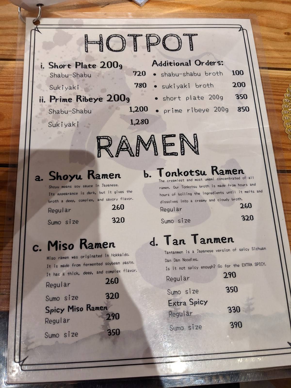 Menu at 居酒屋 田吾 Izakaya Tago Japanese Restaurant, Lipa