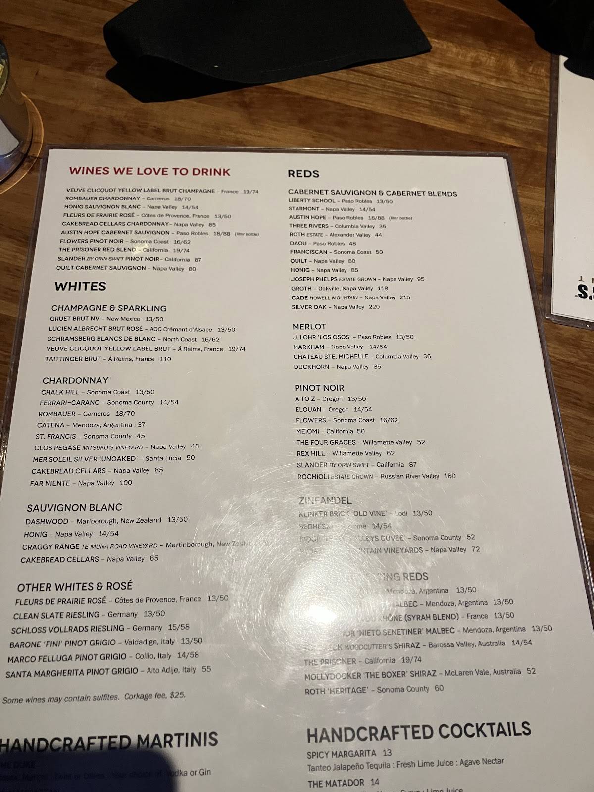 Menu at J. Alexander's Restaurant, Plantation