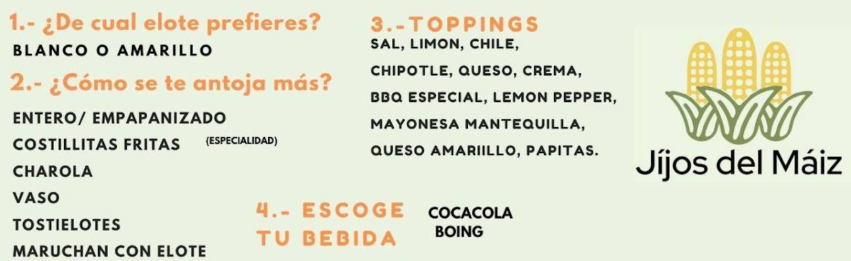 Menu at Chifla Tu Máiz/ Jíjos del máiz elotes preparados y costillas de ...