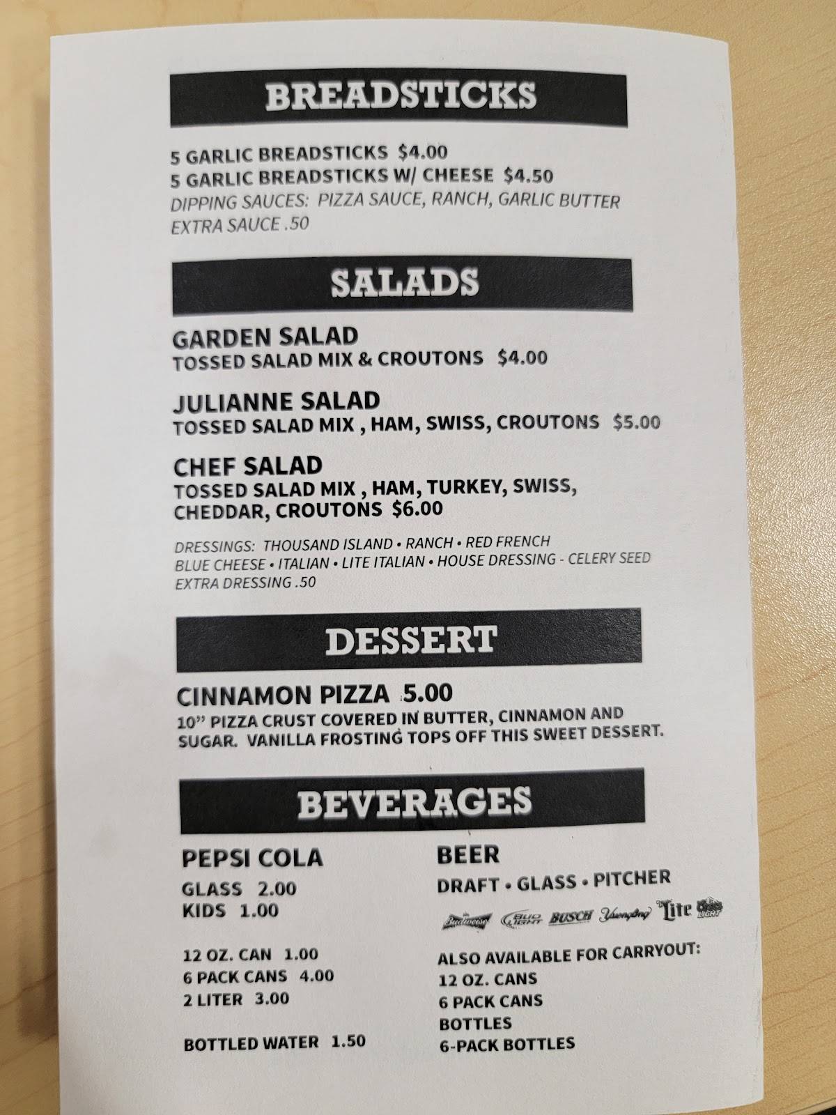 Menu at Jac & Do's Pizza pizzeria, Findlay, W Trenton Ave