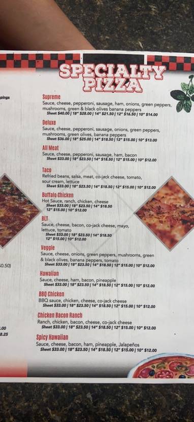 Menu at Jac & Do's Pizza of Indian Lake pizzeria, Russells Point