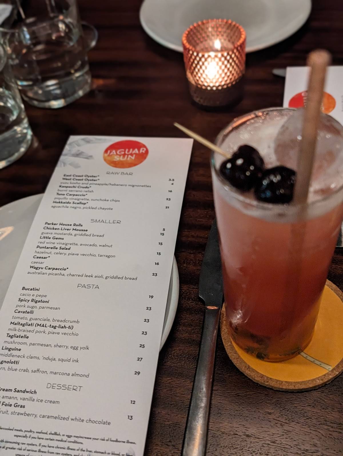 Menu at Jaguar Sun pub & bar, Miami