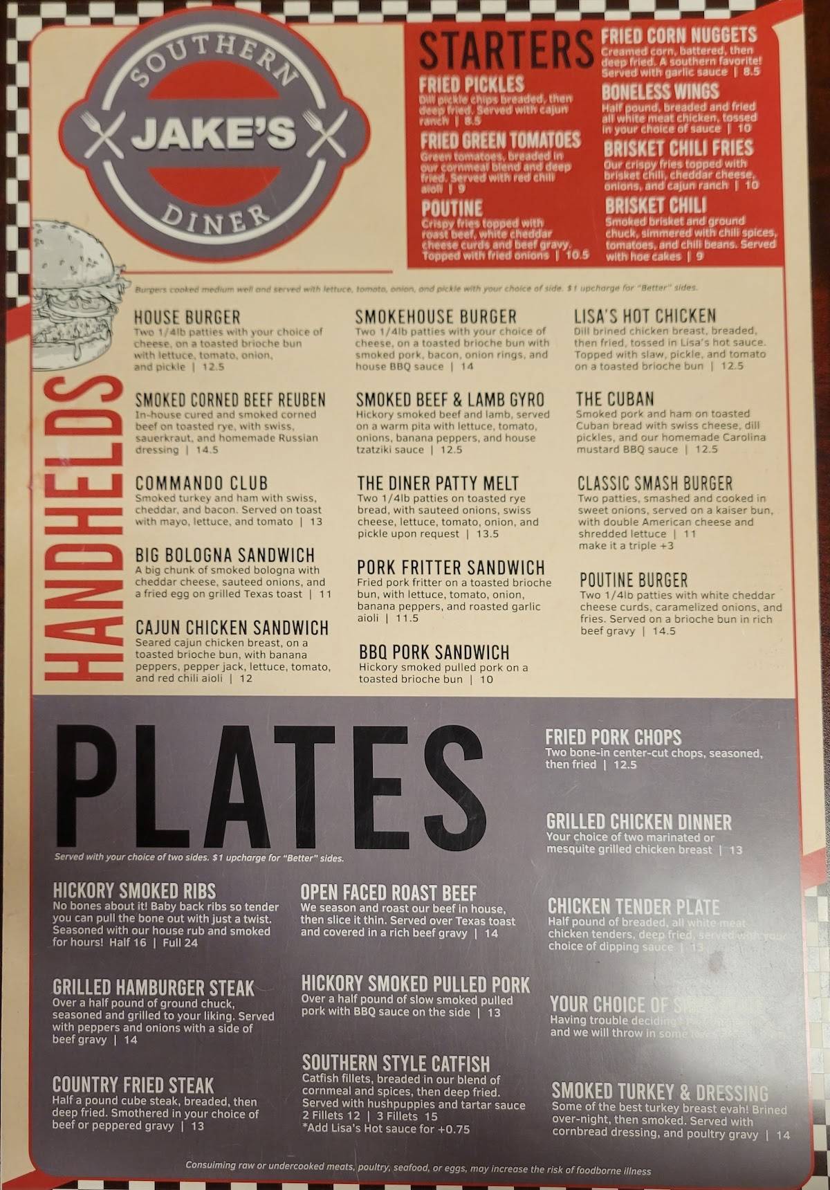 Menu at Jake's Southern Diner desserts, Hendersonville