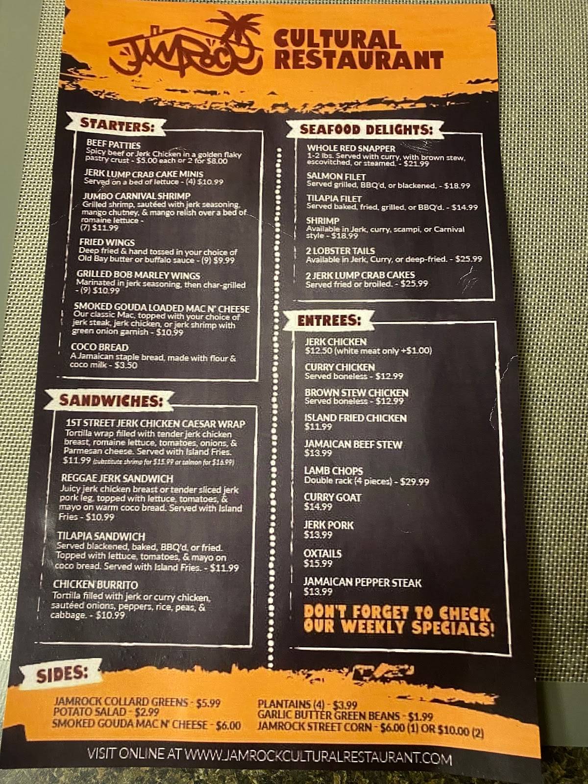 Menu at Jamrock Cultural Restaurant, Superior