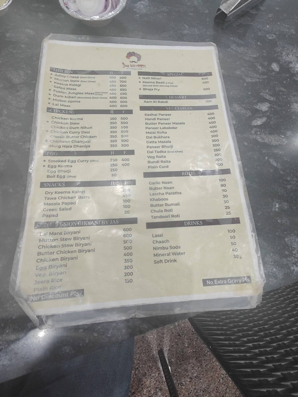 Menu at Jas Kitchen, Jaipur, B-19