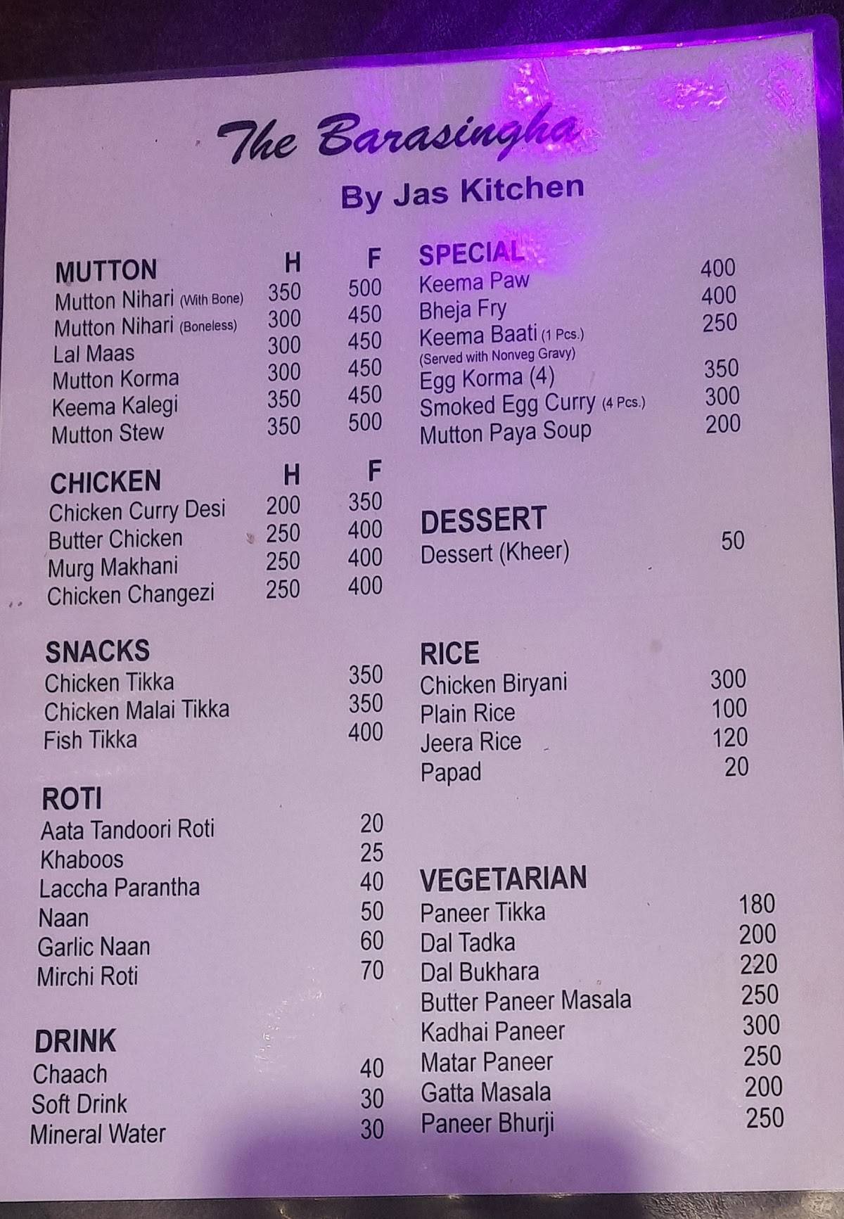 Menu at Jas Kitchen, Jaipur, B-19
