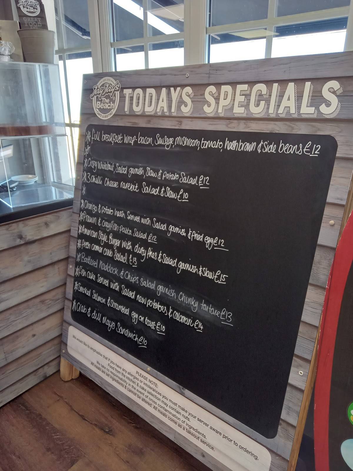 Menu at Jay Jays @ The Beach Cafe, Great Yarmouth