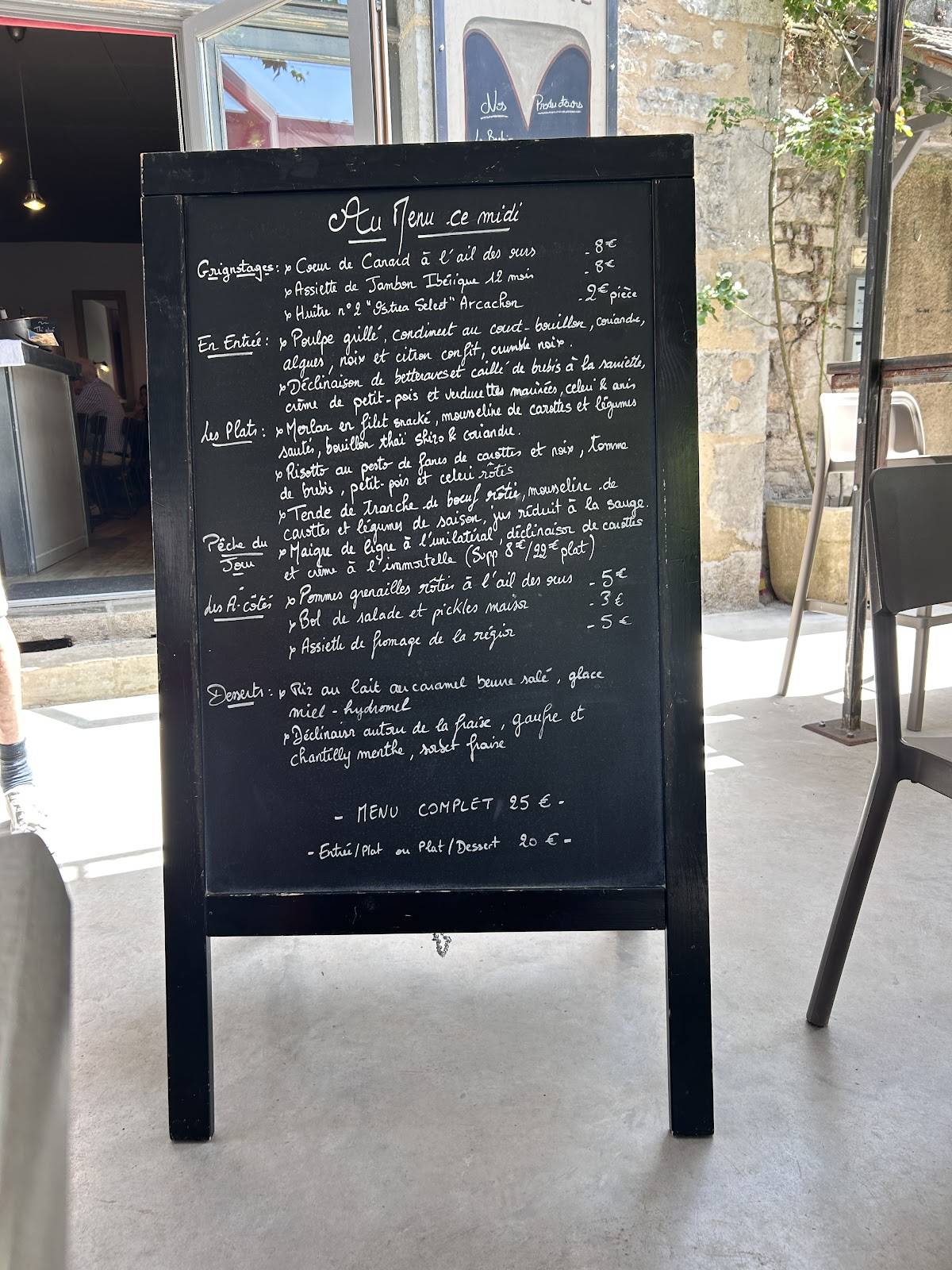 Menu au Jeu de Quilles restaurant, Cajarc