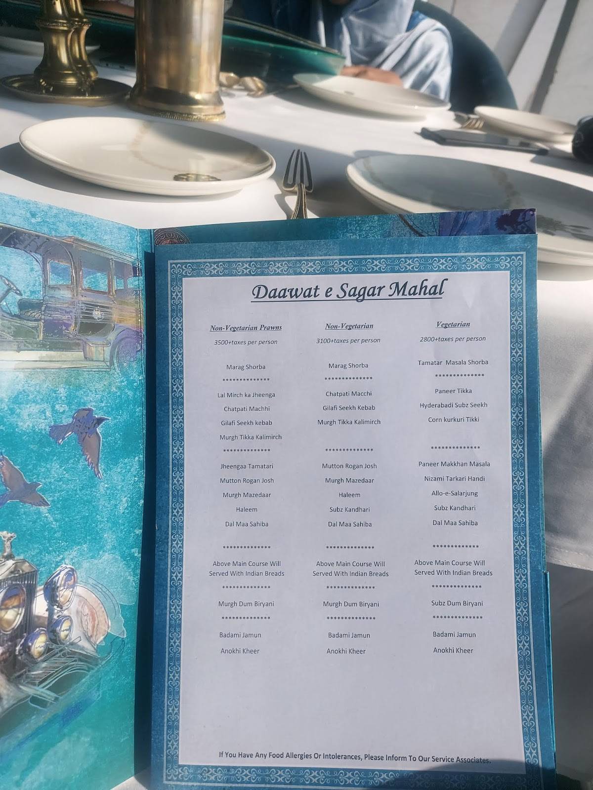 Menu at Jewel of Nizam - The Minar, Hyderabad, The Golkonda Resort