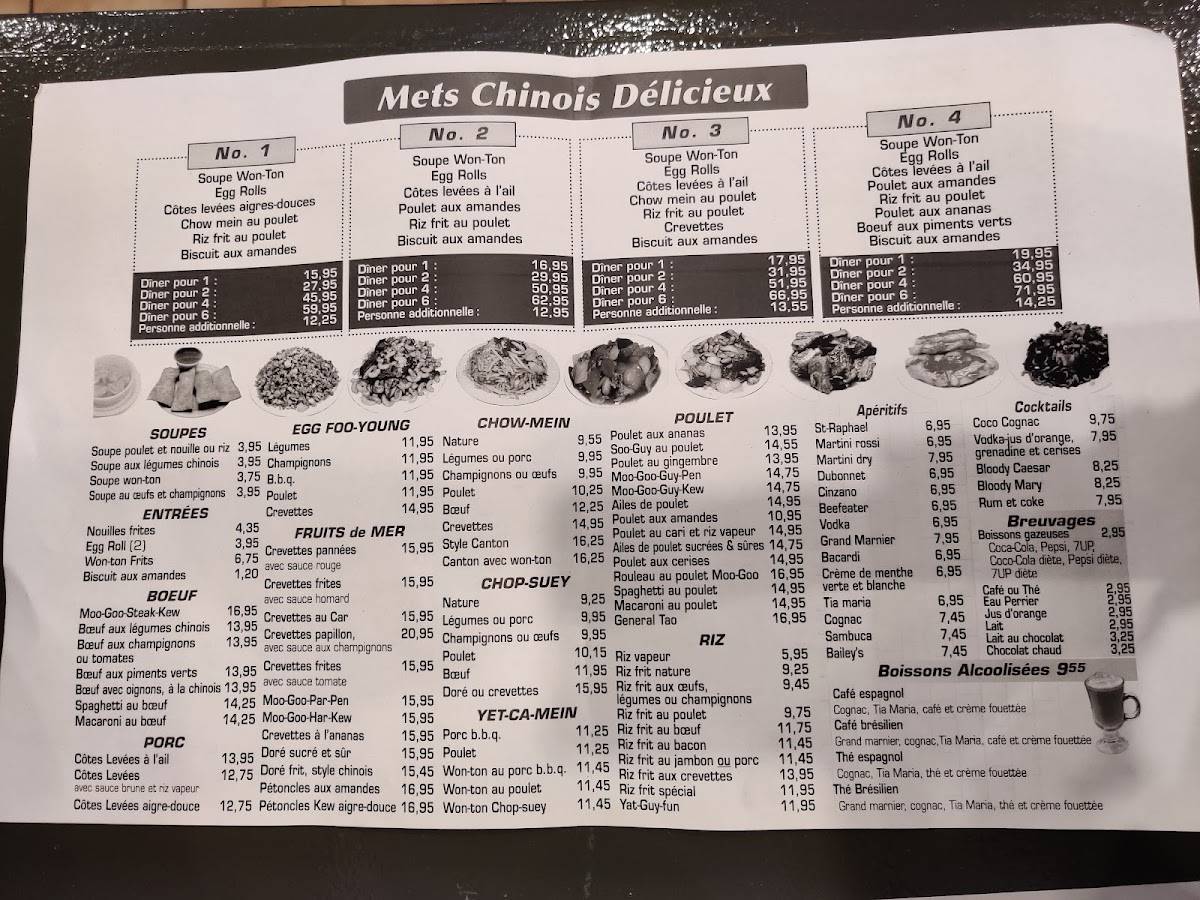 Menu au Restaurant Jimmy, Montréal