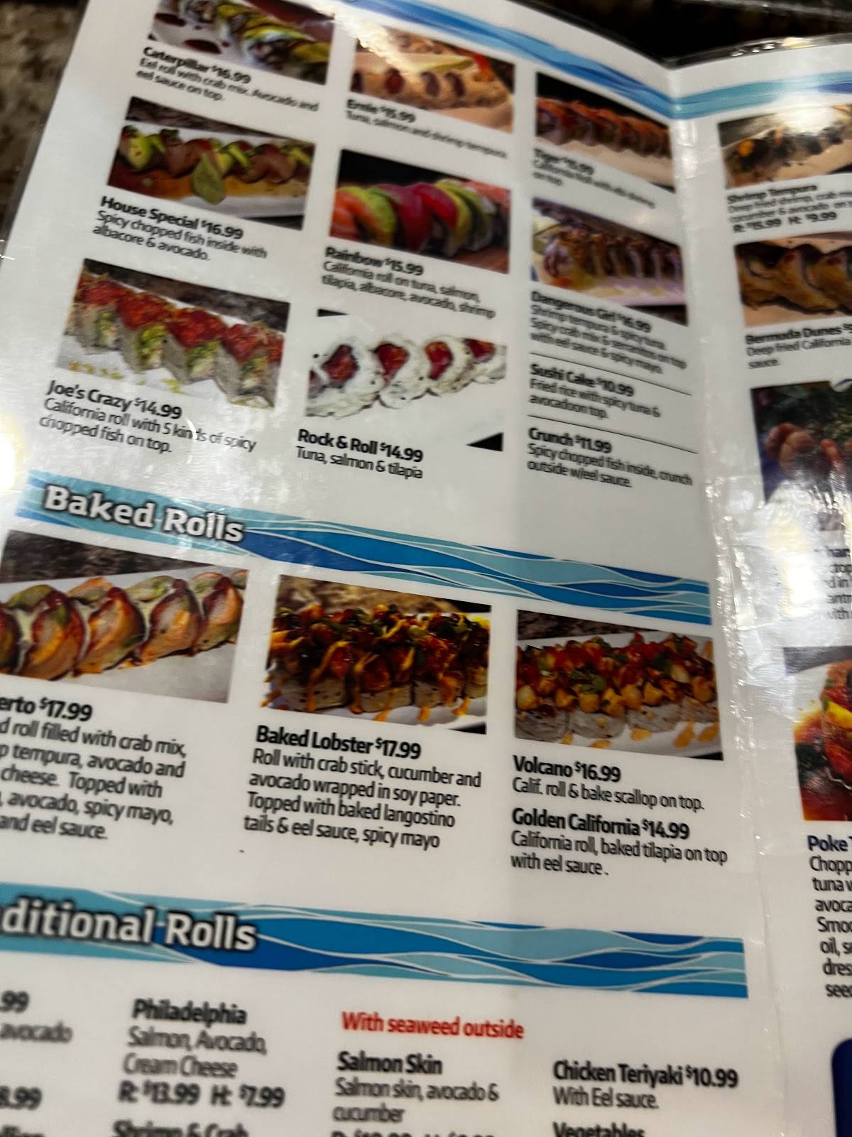 Menu at Joe's Sushi The Cabo Way restaurant, Bermuda Dunes