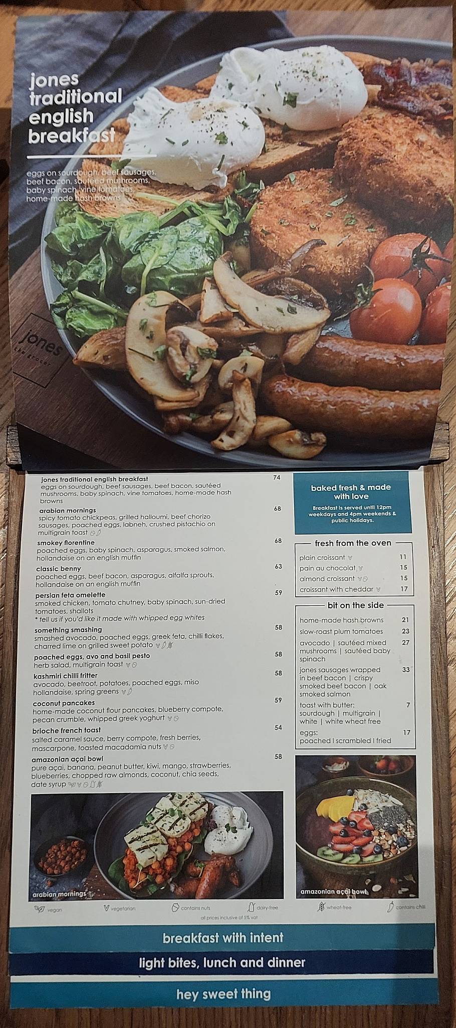 Menu at Jones the Grocer restaurant, Sharjah, Flag Island